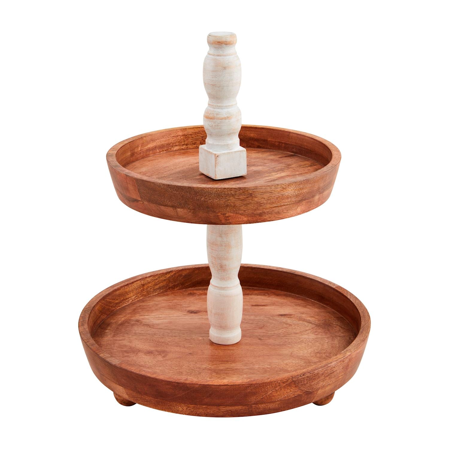 Mud Pie - Wood & White Two Tier Server – Kitchen Store & More