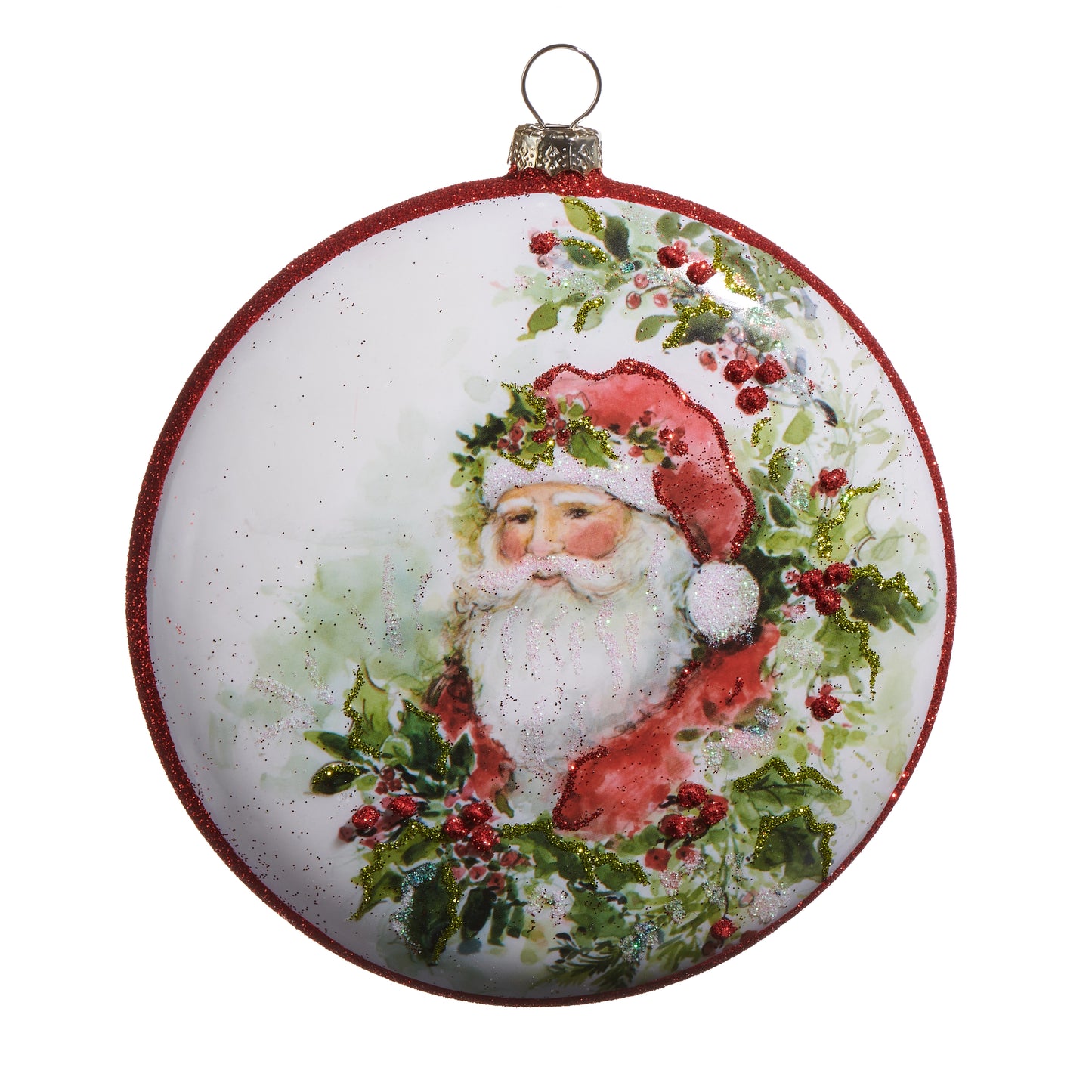 RAZ Imports - Watercolor Holiday Santa Disk Ornament – Kitchen Store & More