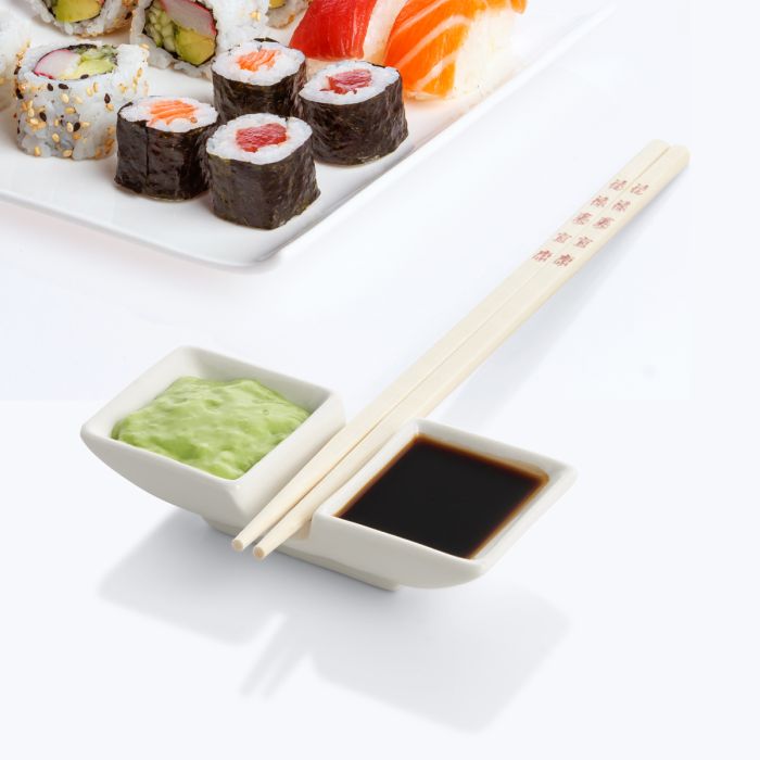 Helen's Asian Kitchen - Two-Section Sauce Dish With Chopstick Rest ...