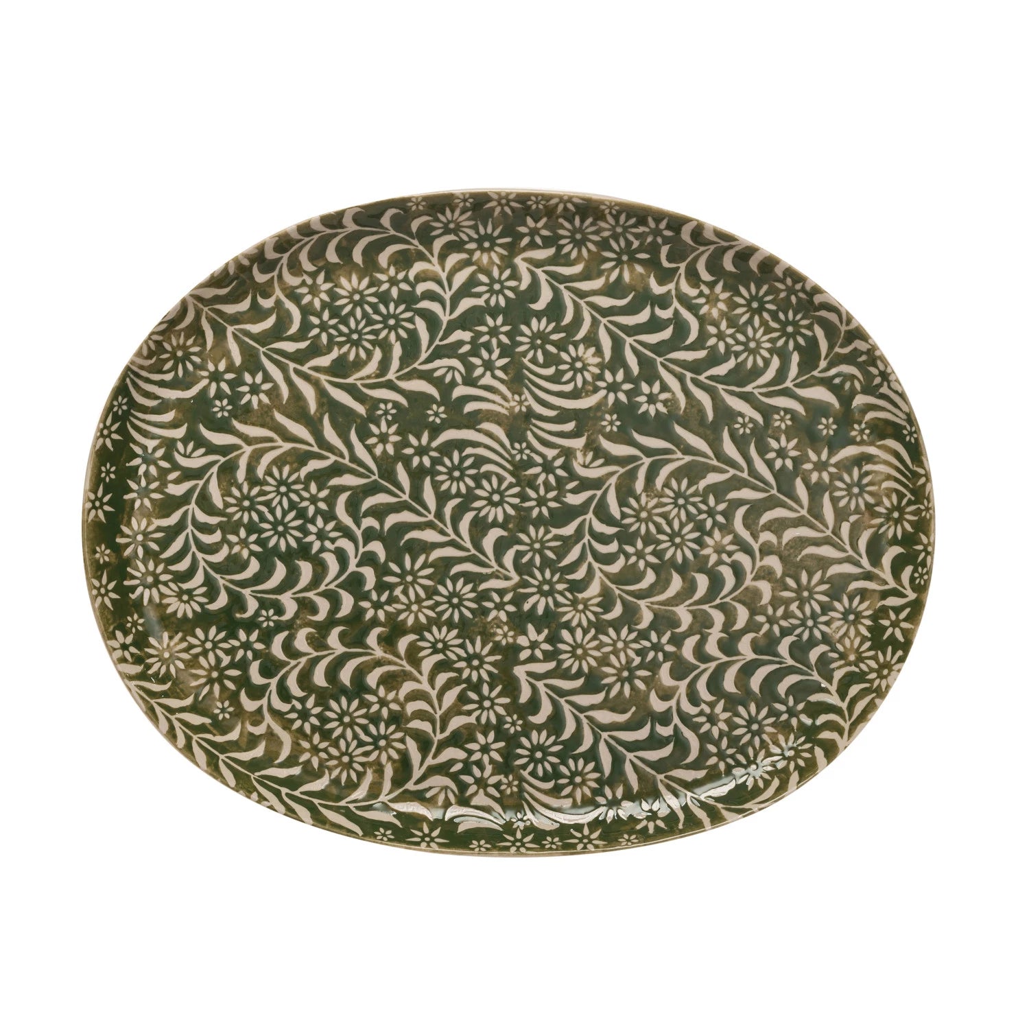 Creative Co-op - Oval Stoneware Botanical Platter – Kitchen Store & More