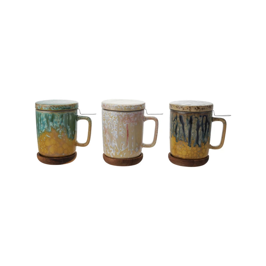Creative Co-op - Mug with Strainer, Lid, & Saucer – Kitchen Store & More