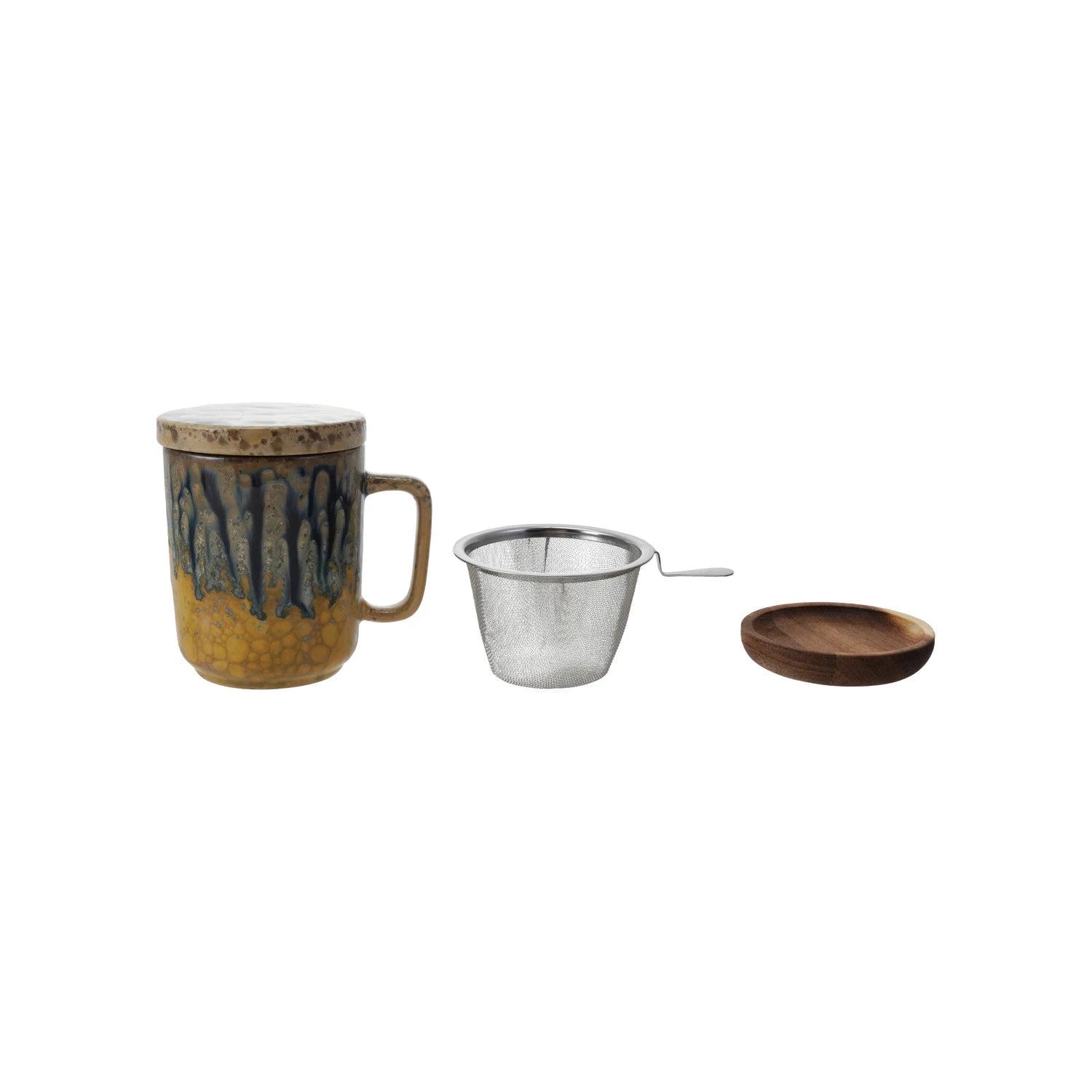 Creative Co-op - Mug with Strainer, Lid, & Saucer – Kitchen Store & More
