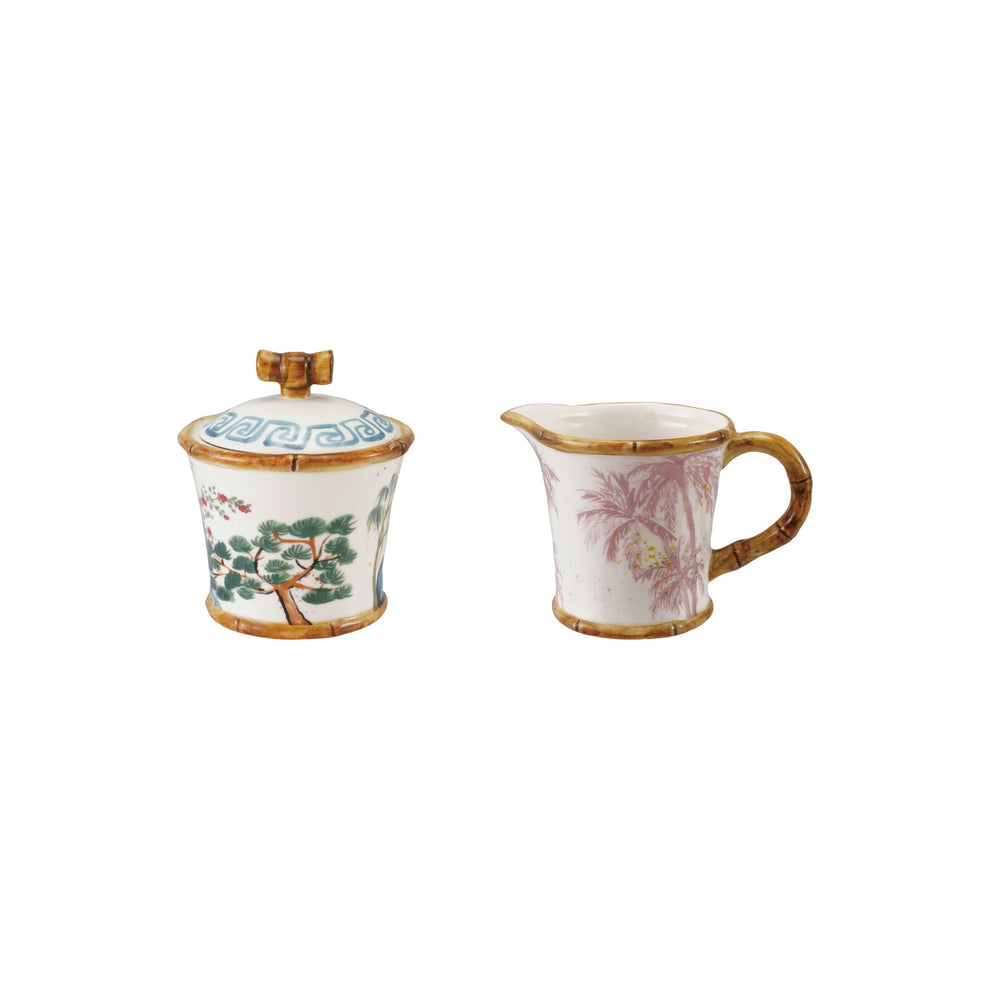 Creative Co-op - Bamboo Edge Stoneware Cream & Sugar Set – Kitchen ...